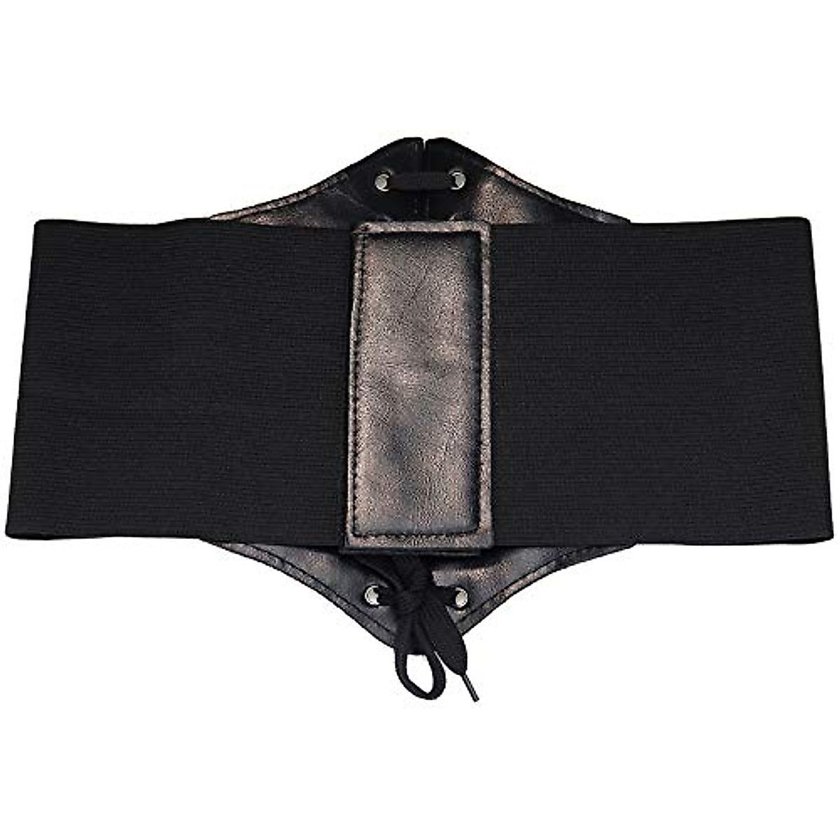 BAOKELAN Corset Belt for Women Wide Elastic Belts for Dresses Lace-up Tied Leather Waist Belts 85cm Black