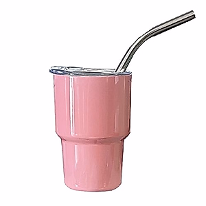 3oz Mini Tumbler Shot Glass Stainless Steel Vacuum Insulation Mini Tumbler Cup With Lid And Straw Mini Wine Bottle Sublimation Blanks Espresso Tumber Mug For Toddler Kids, No Spill (Pink)