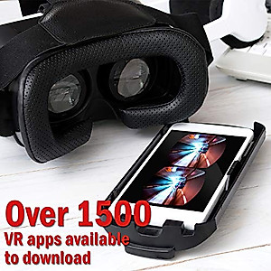 Deco Essentials VR Viewer for Mobile Games, Movies, and Augmented Reality | for 3.5"-6" Android & iPhones | Adjustable Straps and Lens | Audio Ports | (DGVR100BK)