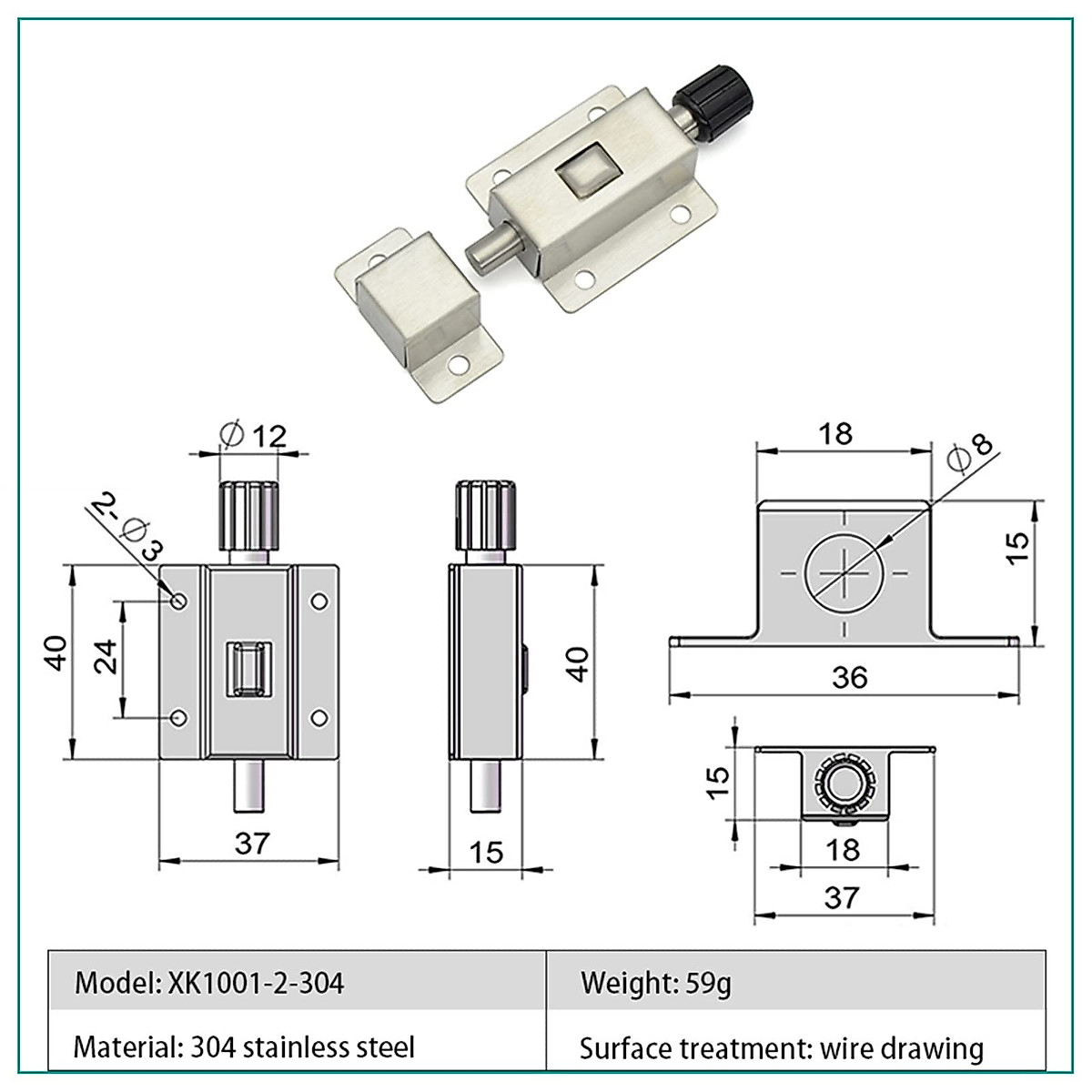 RFXCOM Door Flush Bolt 2.7 Inch Stainless Steel Door Bolt Button for Automatically Pop-up Door Security Safety Locks 1Pcs