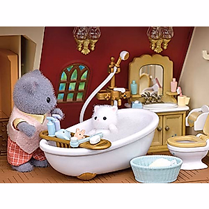 Calico Critters Red Roof Tower Home, 3 Story Dollhouse Playset with Figure, Furniture and Accessories