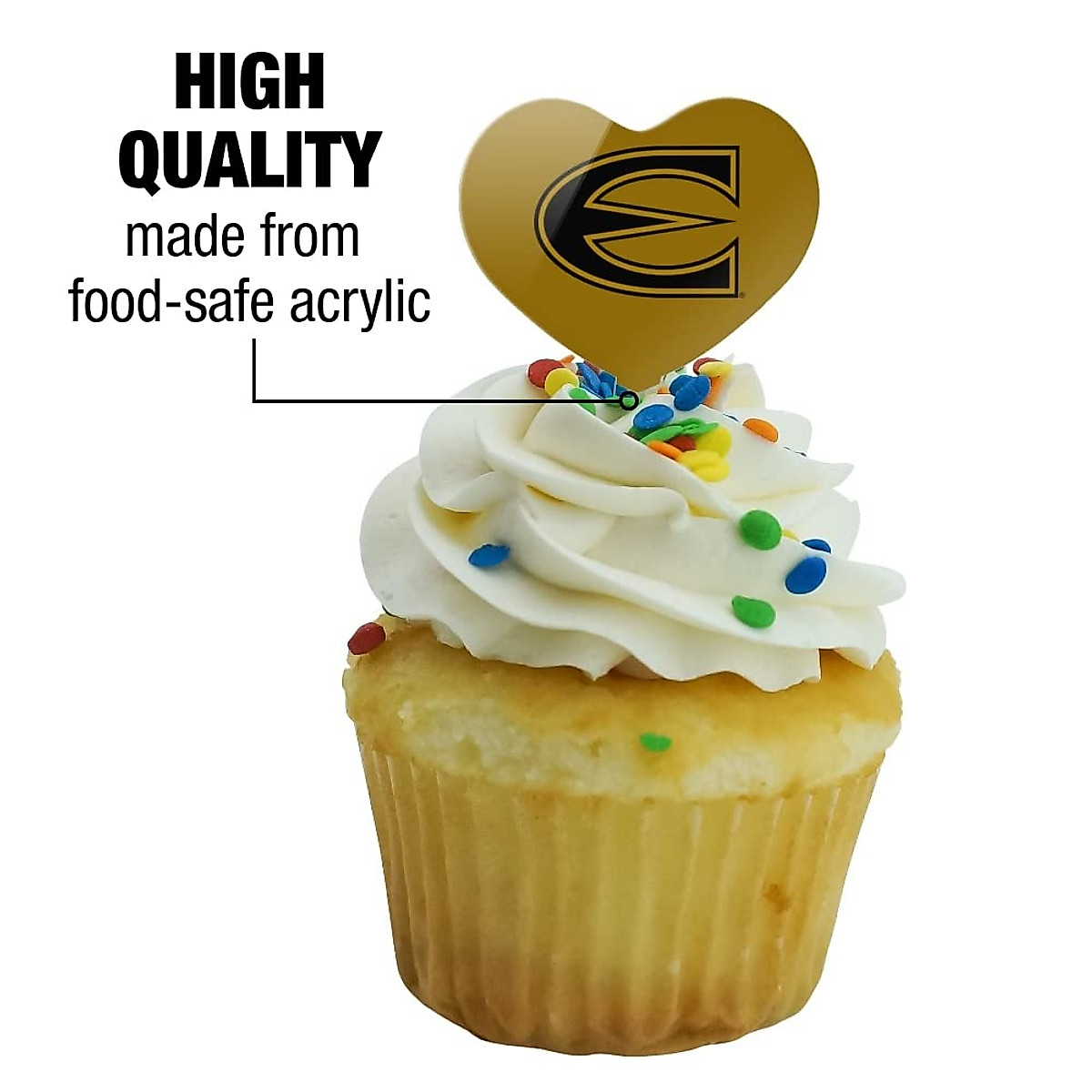 Emporia State University Primary Logo Heart Love Cupcake Picks Toppers Decoration Set of 6