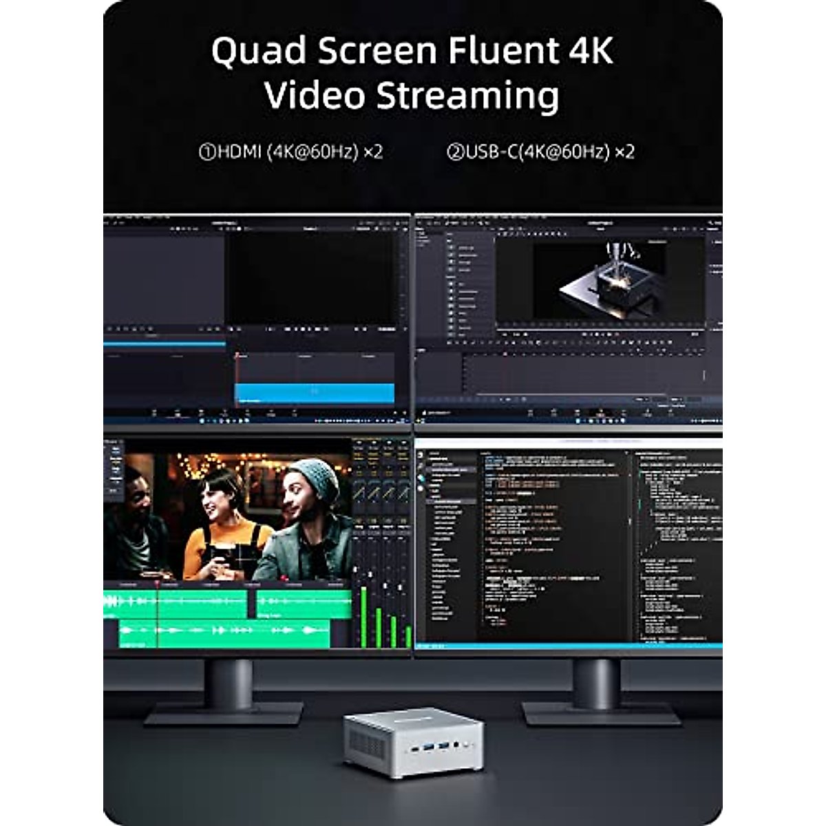 MINISFORUM NAB5 Mini PC 12th Gen Core i5-12450H(8C/12T) Mini Computer 16G RAM+512G SSD, Expandable HDD Slot, HDMI×2+USB-C×2 4K@60Hz Outputs, Intel UHD Graphics Desktop Computer