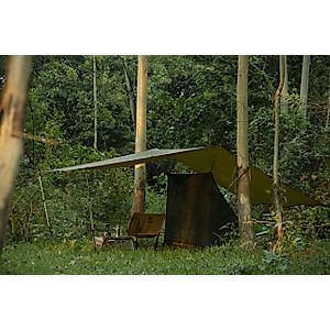OneTigris BULWARK Camping Tarp, 100% Waterproof Bushcraft Shelter, Lightweight Hammock Rain Fly Portable Anti UV Large 12.8ft x 9.5ft