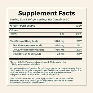 VitalRemedyMD Omega 3 Fish Oil - Premium Burpless Fish Oil Supplement, Ultra Strength DHA & EPA with Omega 3, Natural Fish Oil Capsules (1 Month Supply)