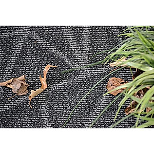 Furnish my Place Modern Indoor/Outdoor Commercial Black Rug, Modern Area Rug, Doorway Mat, Round Rug, Commercial Rug for Living Room, Entryway, Kids, Made in USA - 6' Round