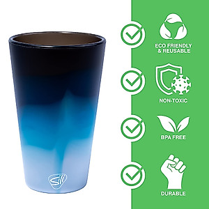 Silipint: Silicone Pint Glasses: 2 Pack Moon Beam - 16oz Unbreakable Cups, Flexible, Sustainable, Hot/Cold, Non-Slip Easy Grip