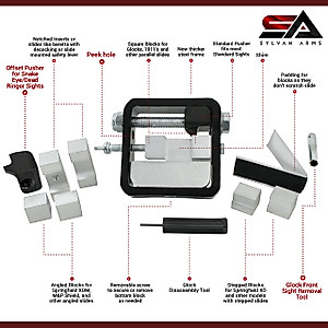 UNIVERSAL SIGHT PUSH TOOL PURSHER for HANDGUNS PISTOLS FRONT OR REAR 1911, GLOCK, ETC... (ALL BLOCKS INCLUDED)