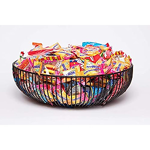 Black Metal Wire Fruit Basket Bowl For Kitchen,Living Room,Office - Large Decorative Centerpiece To Display Fruit, Vegetables, Bread, Candy, Household Items Or Use As A Gift Basket