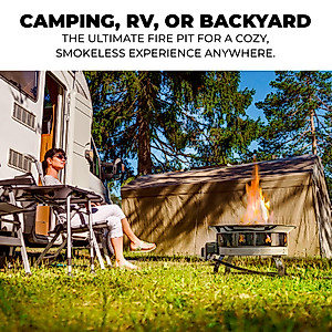 Outland Living Portable Propane Fire Pit, 19-inch, 58,000 BTU Smokeless Gas Firebowl | Perfect for Camping, Patio, Backyard, Tailgating, Deck, RV| Black 823 Standard