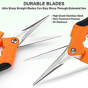 Premium Pruning Shears, Reggory Garden Shears with Upgrade Straight Stainless Steel Blades, Strong Sharp Garden Scissors, Clippers for Gardening/Indoor Plants.