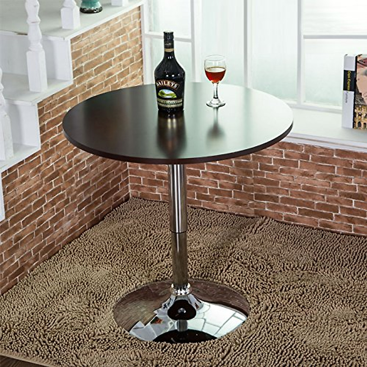 ARTETHYS YOURLITEAMZ Bar Table Set of 3 – Adjustable Round Table and 2 Swivel Pub Stools (Black Table and Red Chairs-1)
