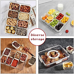 Amaviva Divided Serving Tray with Lid and Handle, Snack Box Container for Portable Snack Platters, Storage Organizer for Fruit, Veggie, Snack, Candy-Perfect for Party, Travel, & Picnic