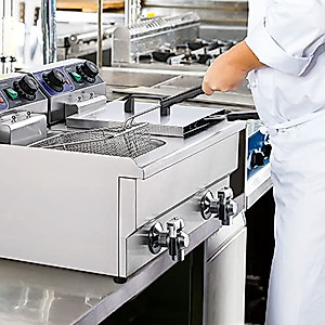 WeChef 24L Commercial Deep Fryer Dual Tanks Electric Fryer with Drains For Restaurant Food Truck