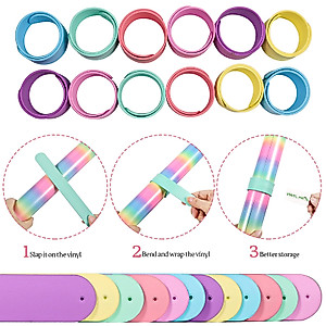 VINYL FROG 12 Pcs Rainbow Silicone Slap Bracelets, 6 Colors Slap Bracelet Wristbands Soft and Safe for School Party DIY Painting Favors Craft Project, 8.5 Inch x 1 Inch