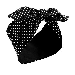 Costume Headband White Polka Dot Bandana Wire Headband Halloween Dress up Retro Hairband Headwrap Hair Accessories for Women(Small Dots,Black)