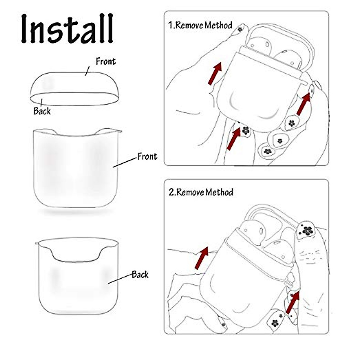 Airpod Case - LitoDream Marble Airpods Protective Hard Case Cover Portable & Shockproof Women Girls with Keychain for Apple Airpods 2/1 Charging Case - White Marble