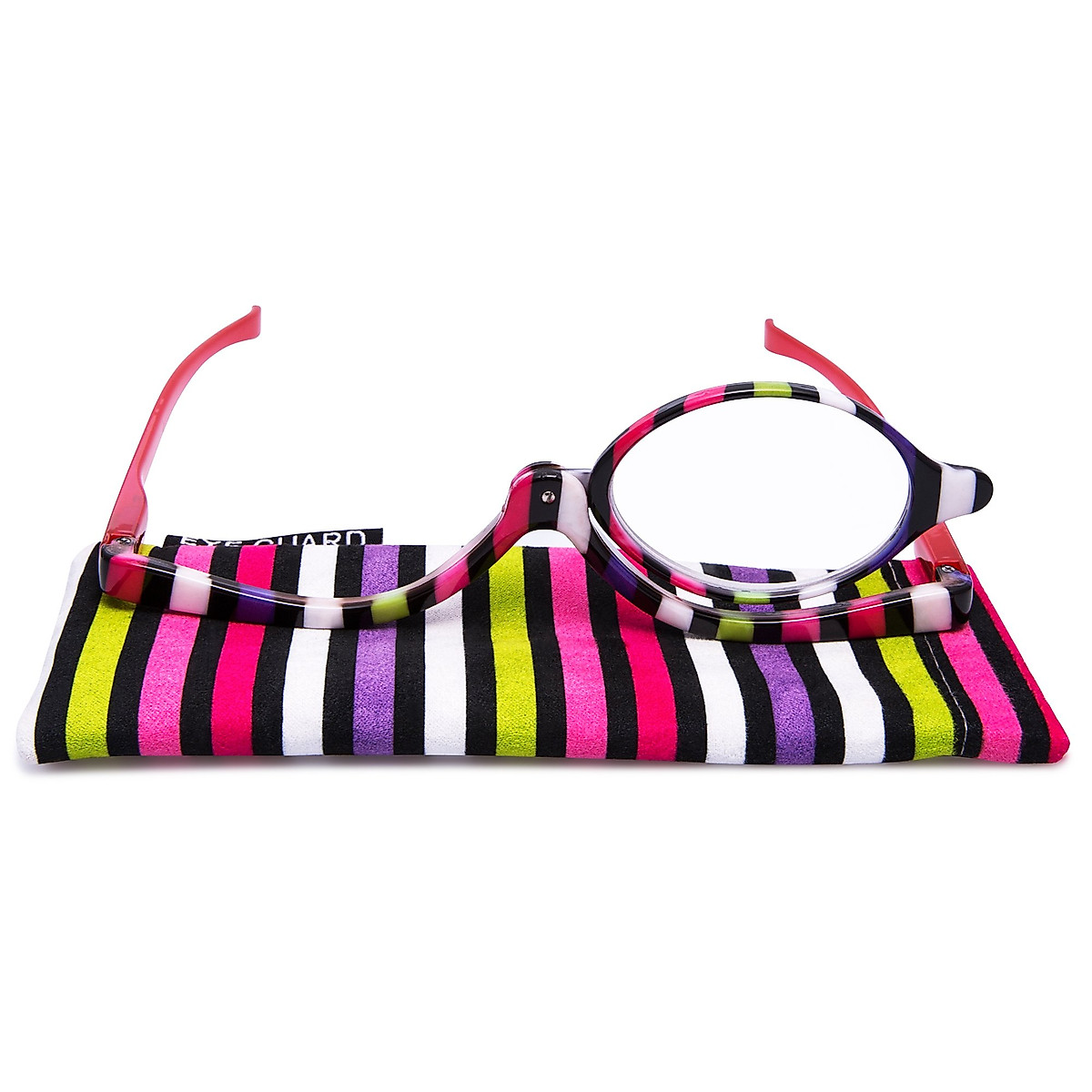 EYEGUARD Readers 2 Pack Magnifying Makeup Glasses Eye Make Up Spectacles Flip Down Lens Folding Cosmetic Womens Reading Glasses +2.50