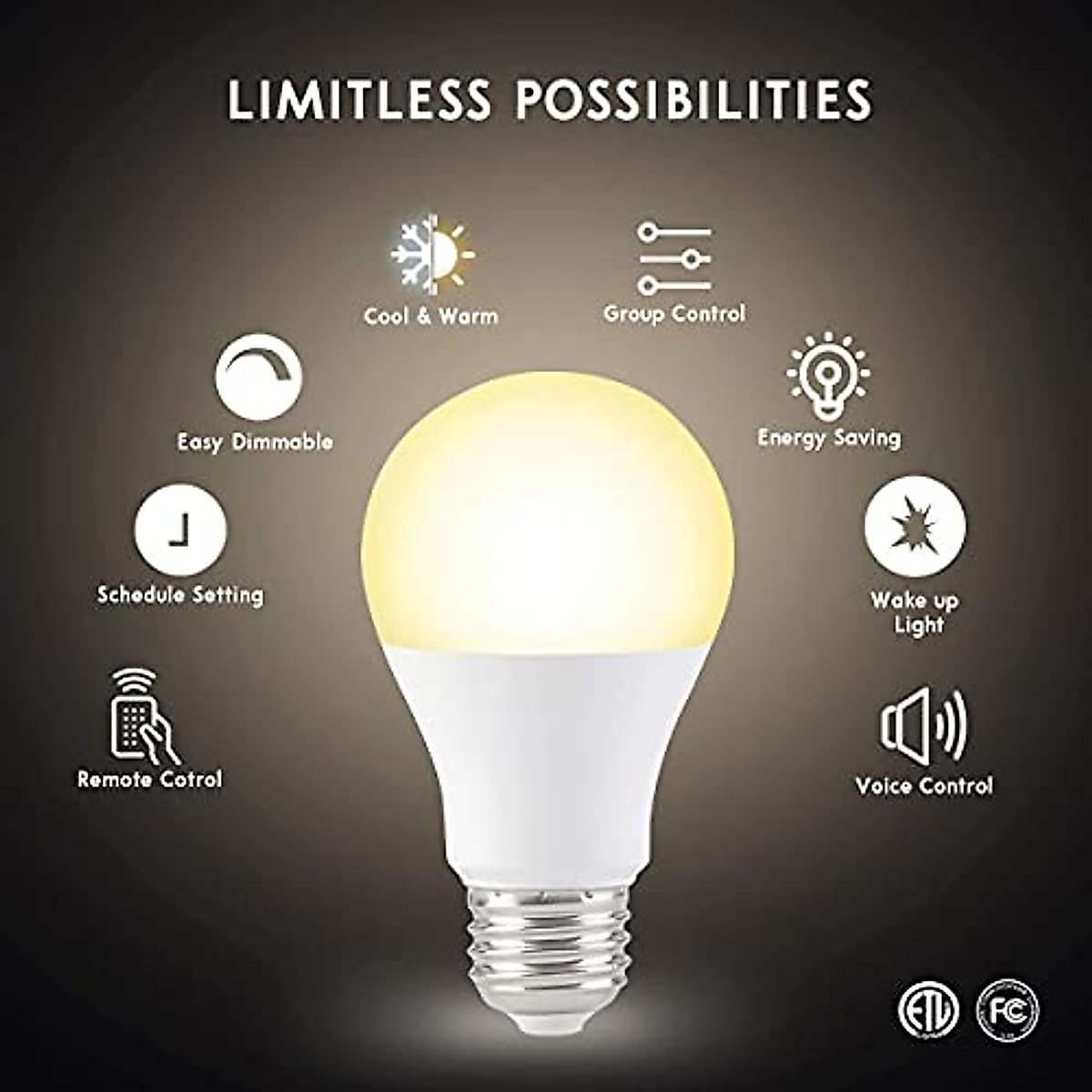 Minoston Smart Light Bulb, Alexa WiFi LED Light Bulb, A19 RGBCW Color Changing, 2700K-6500K Multi-White Dimmable, Works with Alexa and Google Assistant, 2.4GHz, 800LM, 9W, E26, No Hub Required(MB10TW)