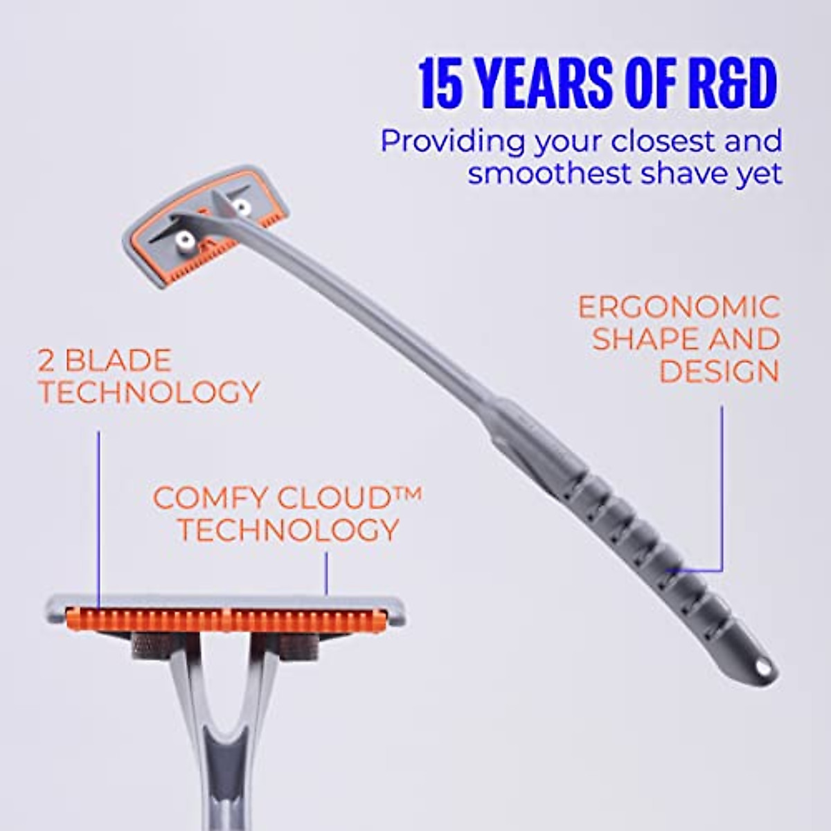 Bro Shaver 2.2. Back Shaver - Body Hair Trimmer. DIY Back shavers. 2 Shave Settings Wet or Dry. Extreme Reach Handle. Mens Grooming Kit, Shaving & Hair Removal Products