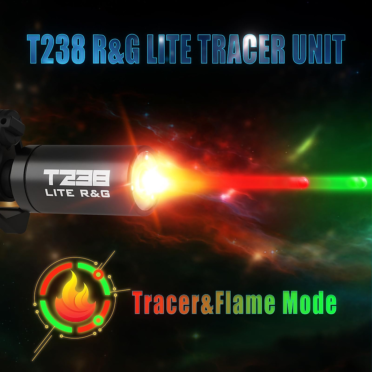 T238-LITE R&G Airsoft Tracer Unit, Spitfire Tactical Muzzle Flash Simulator for Airsoft/Gel Blaster with 14mm CCW Threaded Interface