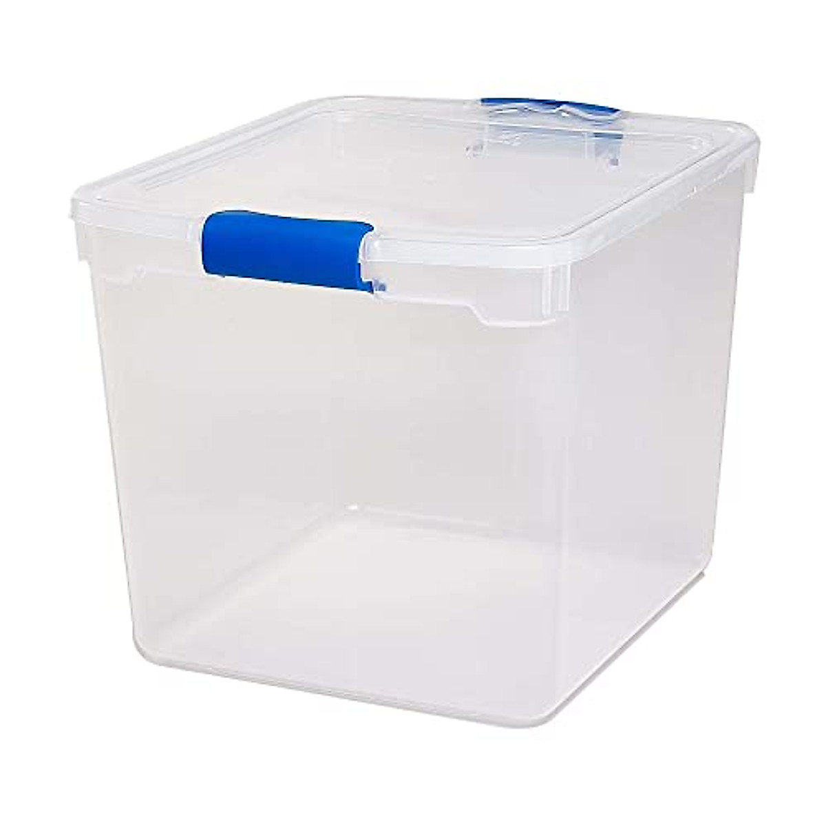 HOMZ Heavy Duty Modular Clear Plastic Stackable Storage Tote Containers with Latching and Locking Lids, 31 Quart Capacity, 4 Pack
