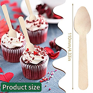 4 inch Mini Wooden Spoons, Biodegradable Compostable Birchwood, Food Grade Disposable Spoons Disposable Wooden Cutlery for Parties, Weddings, Camping 200pcs.