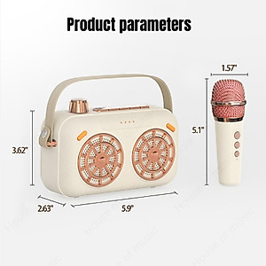 Karaoke Machine with One/Two Wireless Microphones.Portable Bluetooth Karaoke Speaker for Adults and Kids with Dual Speakers Supports TF/USB, AUX in for Party, Birthday (White with Single Microphone)