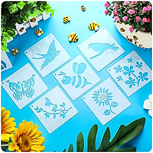 60 Pieces Stencil for Painting Reusable Stencils Wall Stencil DIY Craft Template Paint Stencils for Painting on Wood Wall Home Decor(Flowering Plants)