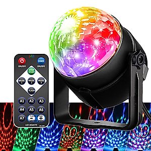Disco Ball DJ Party Lights, Sound Activated Disco Lights with Remote Control 7 Colors RGB Projection Effects for Party Holiday KTV Bar Wedding Christmas Karaoke DJ Club