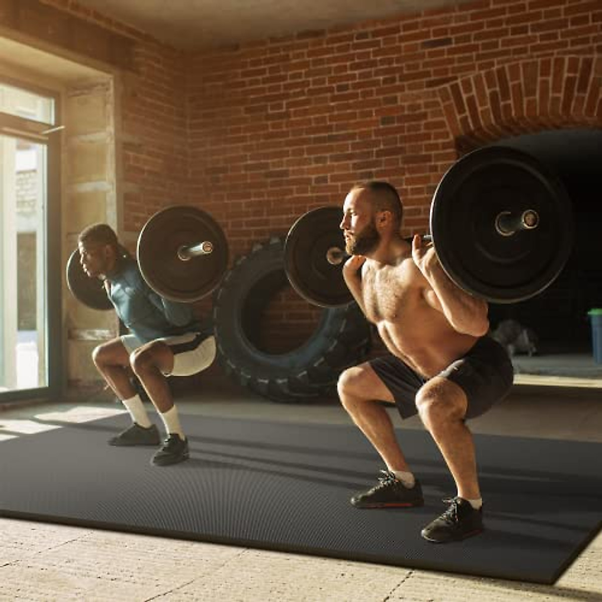 Elevens Large Exercise Mat 9 x 6 ft 7mm Thick Premium Ultra-Durable Non-Slip Workout Mat for Home Gym Flooring, Ideal for Cardio, Fitness, Non-Toxic, Non-Slip Barefoot Exercise Yoga Mat black