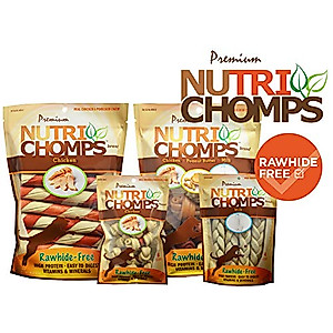 NutriChomps Dog Chews, 6-inch Twists, Easy to Digest, Long Lasting, Rawhide-Free Dog Treats, 15 Count, Real Chicken flavor