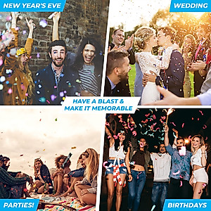 16" STREAMERS Confetti Cannons - 6Pack Biodegradable Colorful Streamers Confetti Party Poppers, Streamer Poppers No Mess, Loud POP|Up to 40ft, Wedding, Birthday Red/Blue/Purple/Yellow/Green/Rainbow