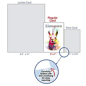 NobleWorks - 1 Funny Animal Birthday Card with Envelope - Cute Card for Birthdays - Llamacorn C6883BDG