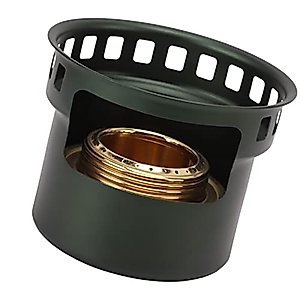 Alcohol Stove, Portable Aluminium Alloy Spirit Burner Easy to Hollow Bracket Sealing Ring with Storage Bag for Teapots(Blackish Green)