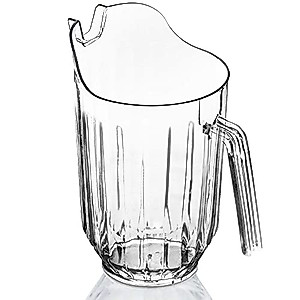 DecorRack 2 Crystal Clear Plastic Pitcher Beverage Dispenser with Pour Spout Shatterproof Catering and Restaurant Serveware for Cold Drinks, Water, Lemonade, Beer, and Sangria, 56 Ounce (2 Pack)