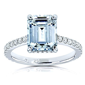 Kobelli Emerald-cut Forever One Moissanite Engagement Ring 2 7/8 CTW 14k White Gold, 6