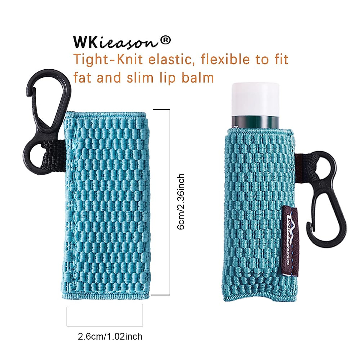 WKieason Lip Balm Sleeves Holder Keychain 5pcs Clip on Chapstick Keychain Holder Pouch Tight-Knit Elastic Lipstick Key Chain Holder