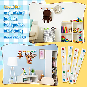 Maitys 4 Pcs Kids Coat Rack Wall Mount Rainbow Kids Wall Hooks Wooden Coat Hooks Cute Coat Rack Wall Mounted for Kid's Towels Backpacks Bedroom Bathroom Playroom Classroom, Multicolor