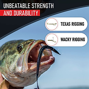 Bass Fishing Hooks Freshwater – Bass Hooks for Plastic Worms – Texas Rigs for Bass Fishing Gear – Worm Hooks for Bass Fishing – Bass Fishing Tackle – Texas Rig Hooks – EWG Hooks