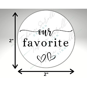 His Her Our Favorite Stickers Wedding Treat Bag Favor for Guests Labels 2-inch 120-count 6 Sheets Bride and Groom Favorite Candy Stickers