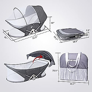 Beberoad Love Baby Travel Bassinet Portable Bassinet-Folding Portable Baby Bed Baby Bassinet in Bed Mini Travel Crib Infant Travel Bed with Mosquito Net and Canopy Lightweight Washable Foldable