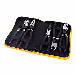 Amazon Basics Pliers Set with Durable Nylon Case - 5-Piece (8-Inch Diagonal, 8-Inch Combination, 8-Inch Long Nose, 8-Inch Groove Joint, 8-Inch Slip-Joint)