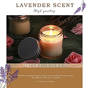 Lounsweer 24PCS Mini Mason Jar Candles 4oz Small Scented Lavender Jar Candles in Bulk Wax Stress Relief Aromatherapy Candles for Christmas Birthday Gift Wedding Baby Shower Party Favors (Silver)