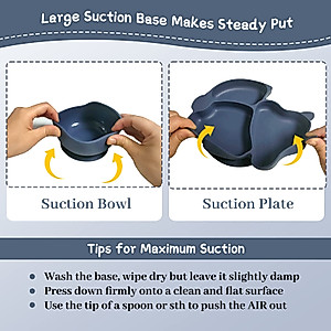 Silicone Baby Feeding Set,11Pack Toddlers Weaning Feeding Sippy Cup with Straw and Lid,Baby Bibs,Squirrel Plate Bowl With Suction,Baby Feeding Supplies Set (Squirrel-Deep Blue)