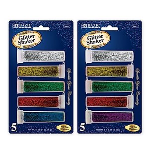 BAZIC 6g / 0.21 Oz. 5 Primary Color Glitter Shaker (3441-12)