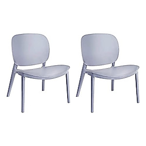 CangLong PP Dining Chair Armless Dining Side Chair for Dining, Living Room,Bedroom, Kitchen, Set of 2, Gray