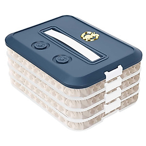 Tefola Food Storage Containers with Lids, 4-Layer Stackable Snack Container with Lid Dumpling Box Airtight Storage Container Cookie Storage Containers (Blue)