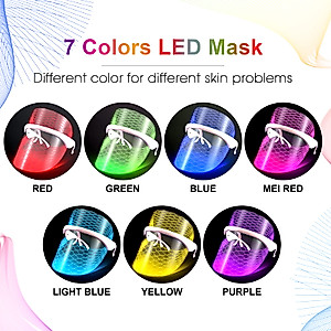 Meifuly 7 Colors L ED Light Therapy Face Mask, Lightweight, Portable