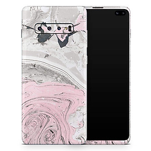 DesignSkinz Mixtured Pink and Gray Textured Marble Protective Vinyl Decal Wrap Skin Cover Compatible with The Samsung Galaxy S20 (Screen Trim & Back Glass Skin)